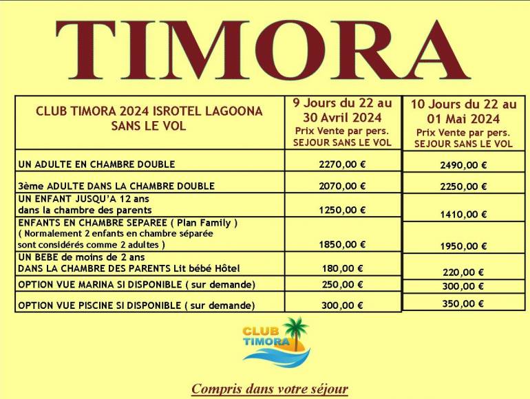 CLUB TIMORA PESSAH A EILAT 2024